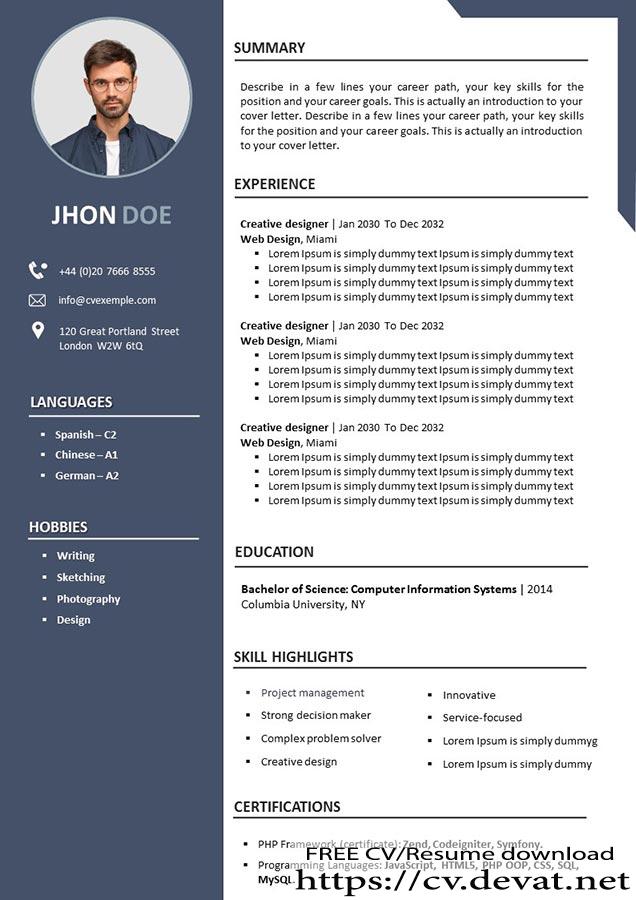 Modern CV Template Word Free Download CV Resume Download Share